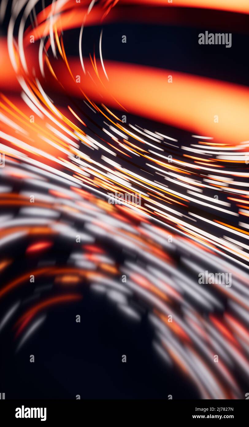 Glowing round illuminated lines with motion blur, 3d rendering. Computer digital drawing Stock ...