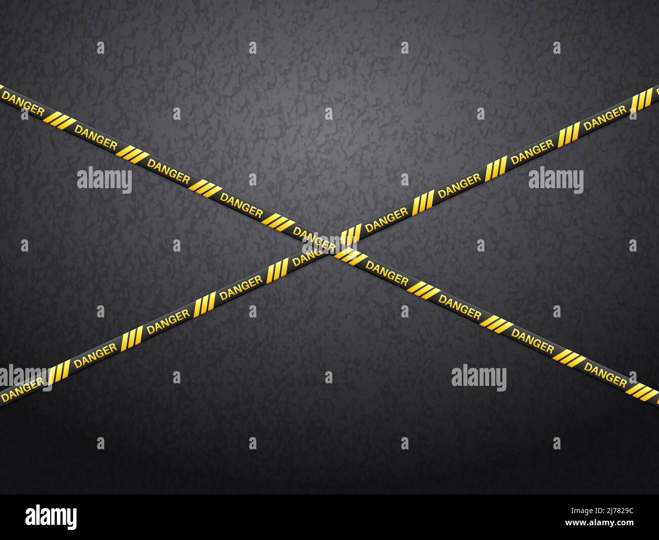 Danger tape on asphalt background. Vector illustration Stock Photo - Alamy