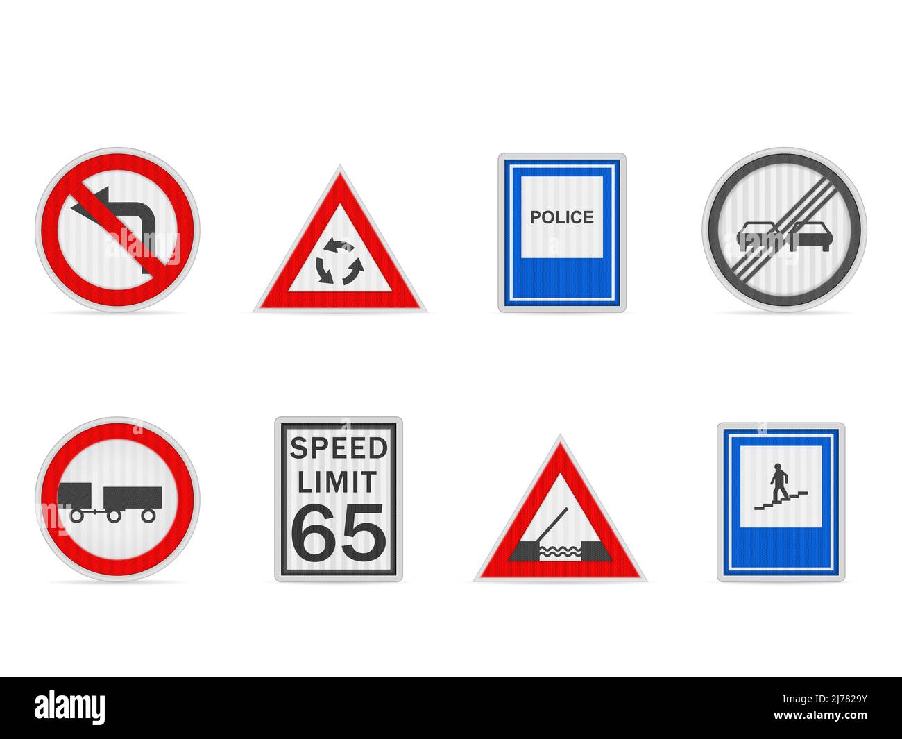 Road sign set on a white background. Vector illustration Stock Photo ...