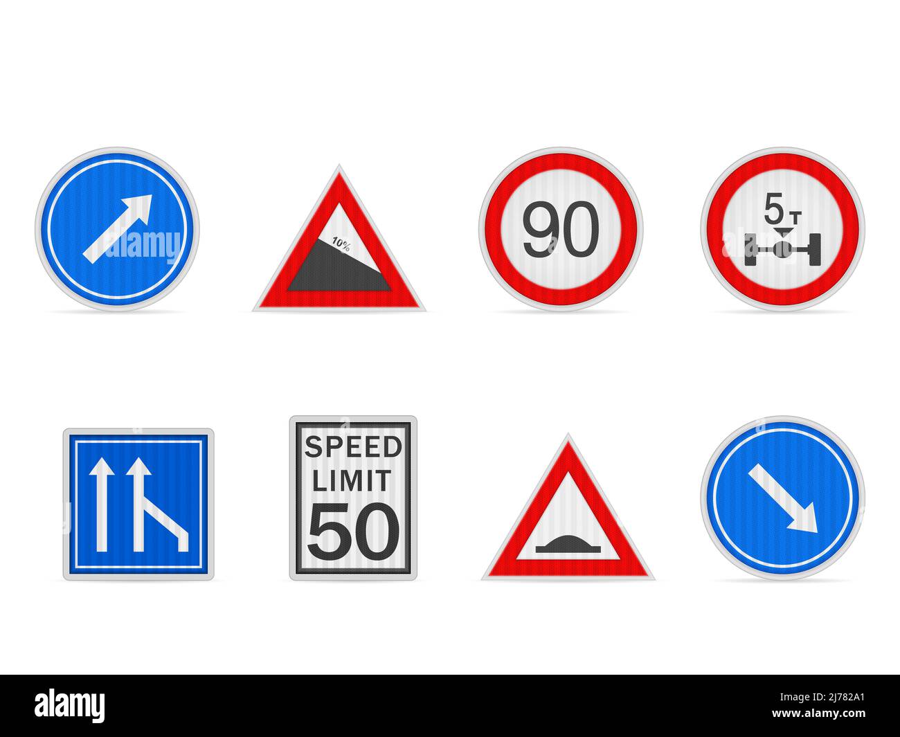 Road sign set on a white background. Vector illustration Stock Photo ...
