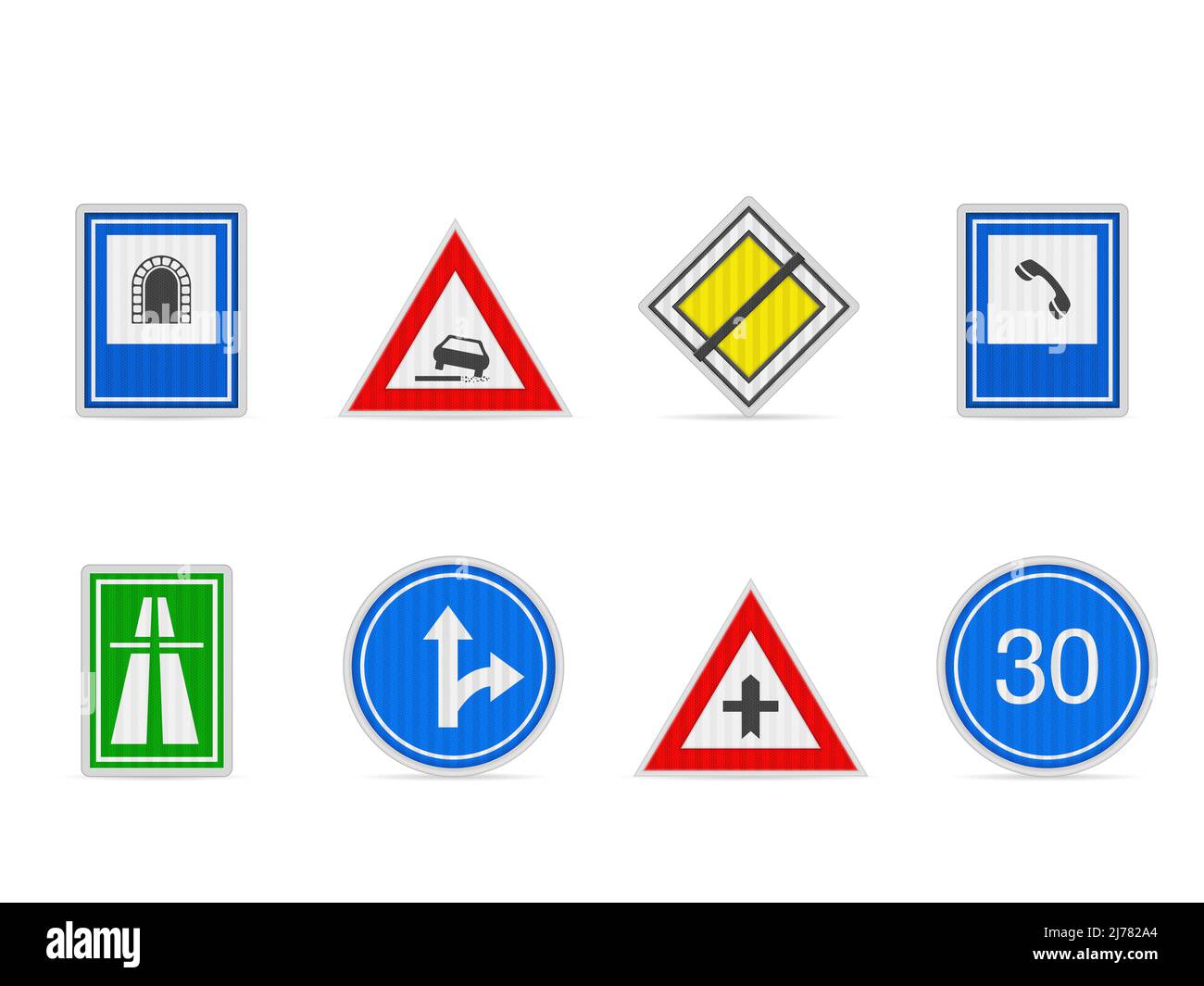 Road sign set on a white background. Vector illustration Stock Photo ...