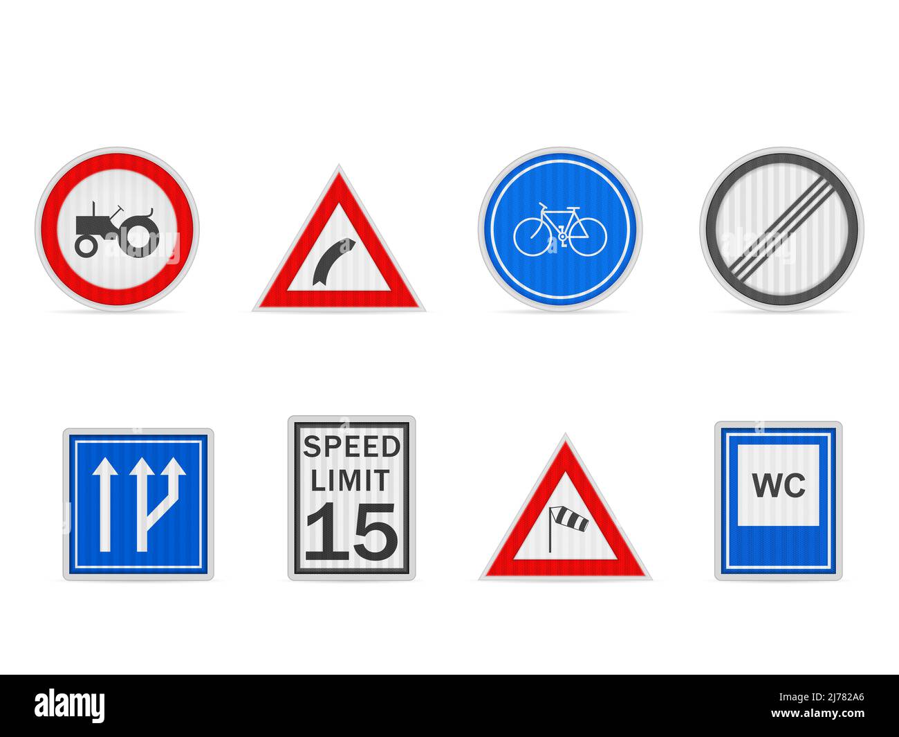 Road sign set on a white background. Vector illustration Stock Photo ...