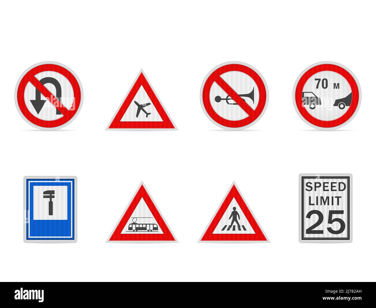 Road sign set on a white background. Vector illustration Stock Photo ...