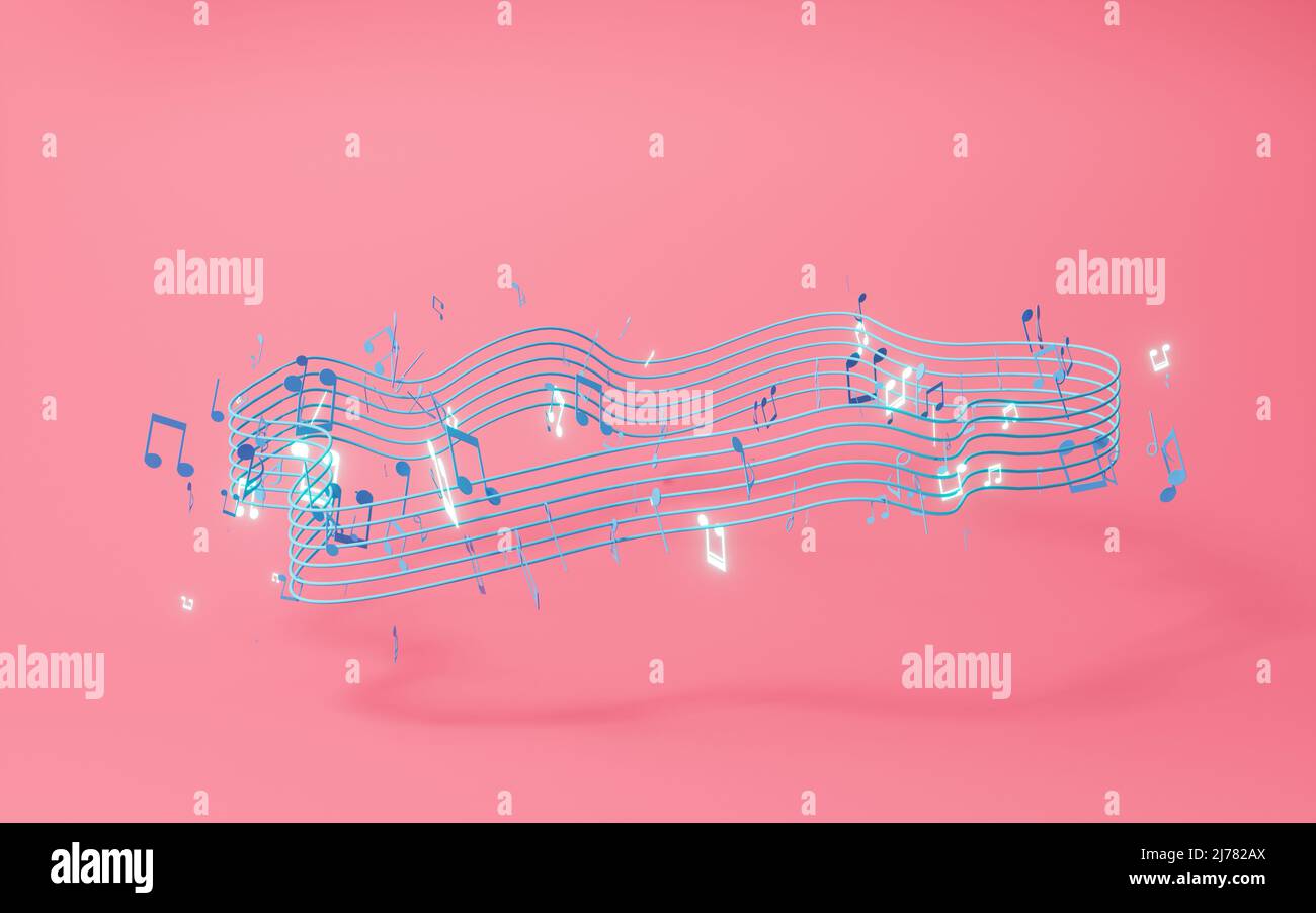 Music notes, musical tunes, 3d rendering. Computer digital drawing ...