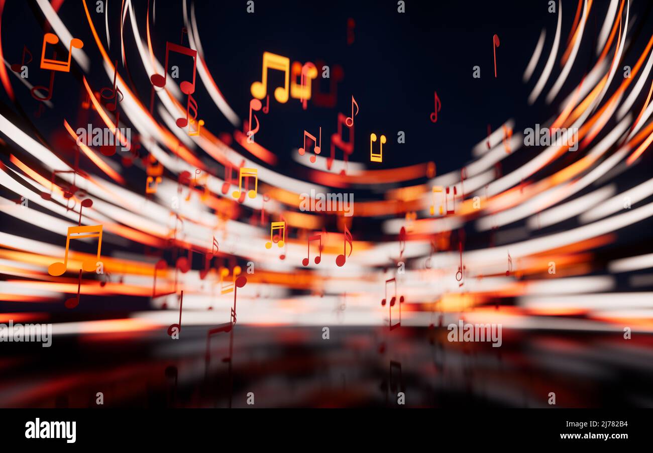 Music notes, musical tunes, 3d rendering. Computer digital drawing ...