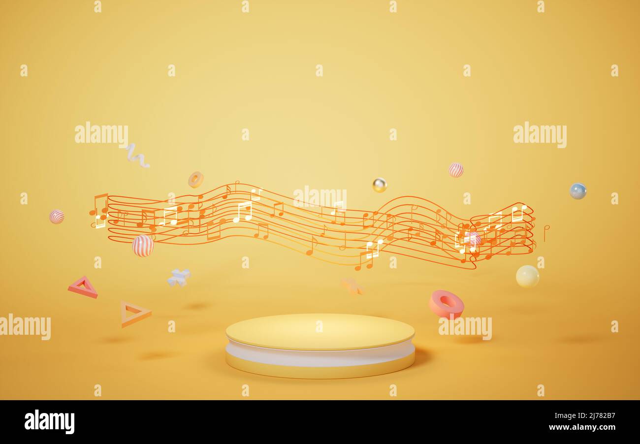 Music notes, musical tunes, 3d rendering. Computer digital drawing ...