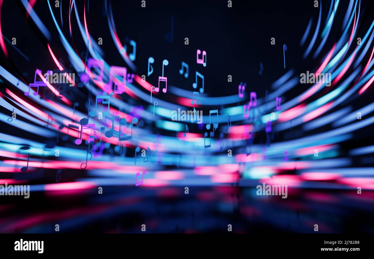 Music notes, musical tunes, 3d rendering. Computer digital drawing ...