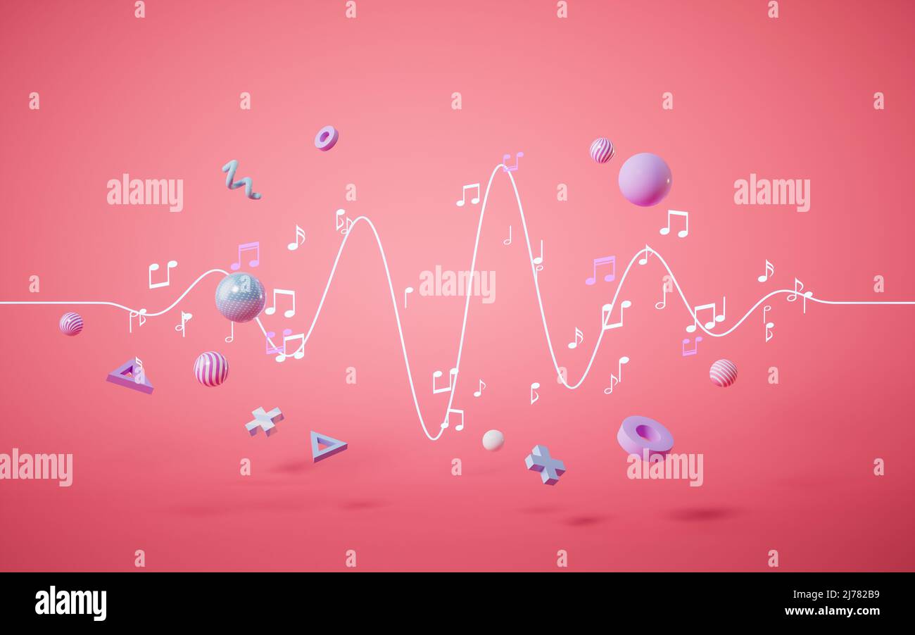 Music notes, musical tunes, 3d rendering. Computer digital drawing ...