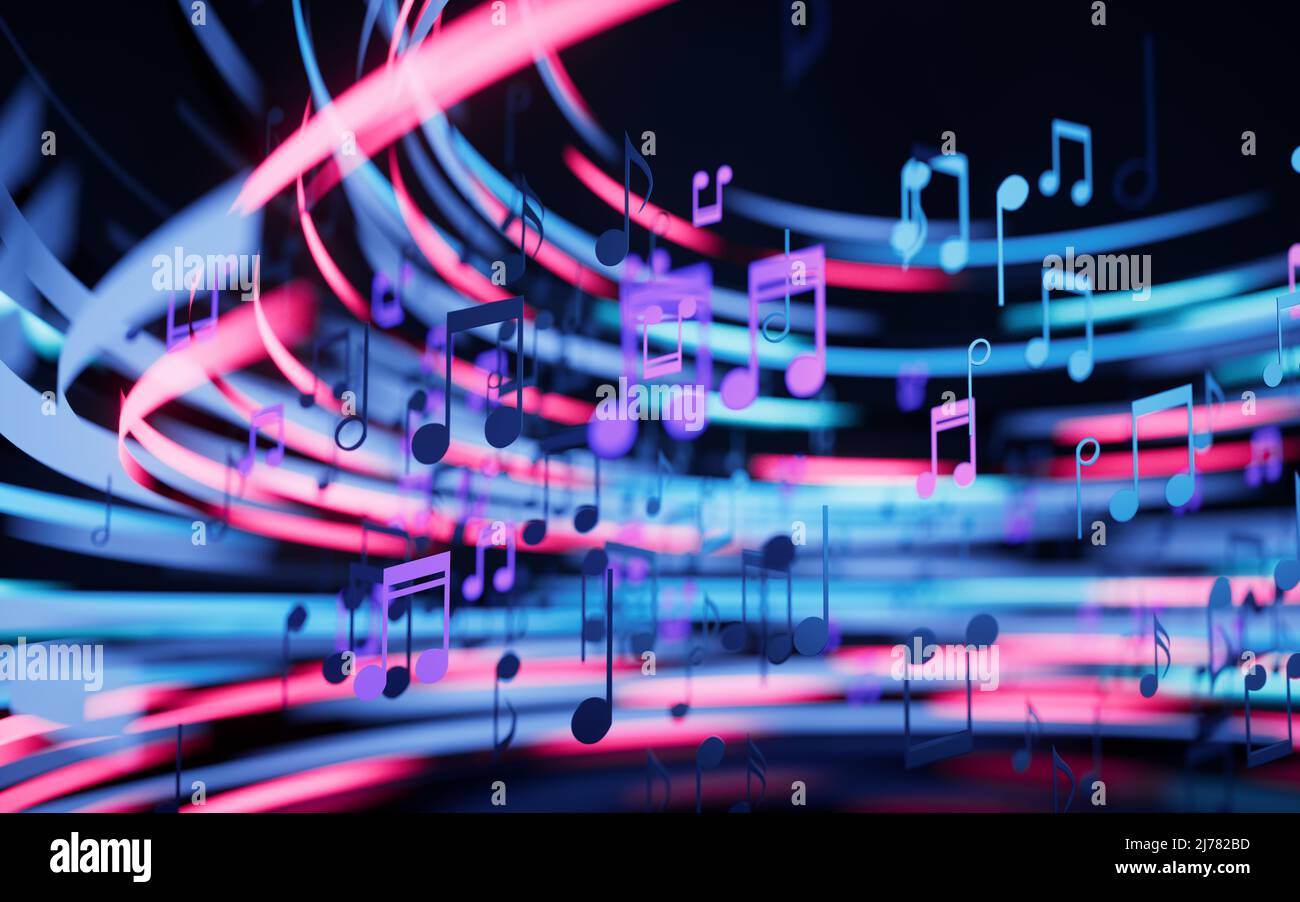 Music notes, musical tunes, 3d rendering. Computer digital drawing ...