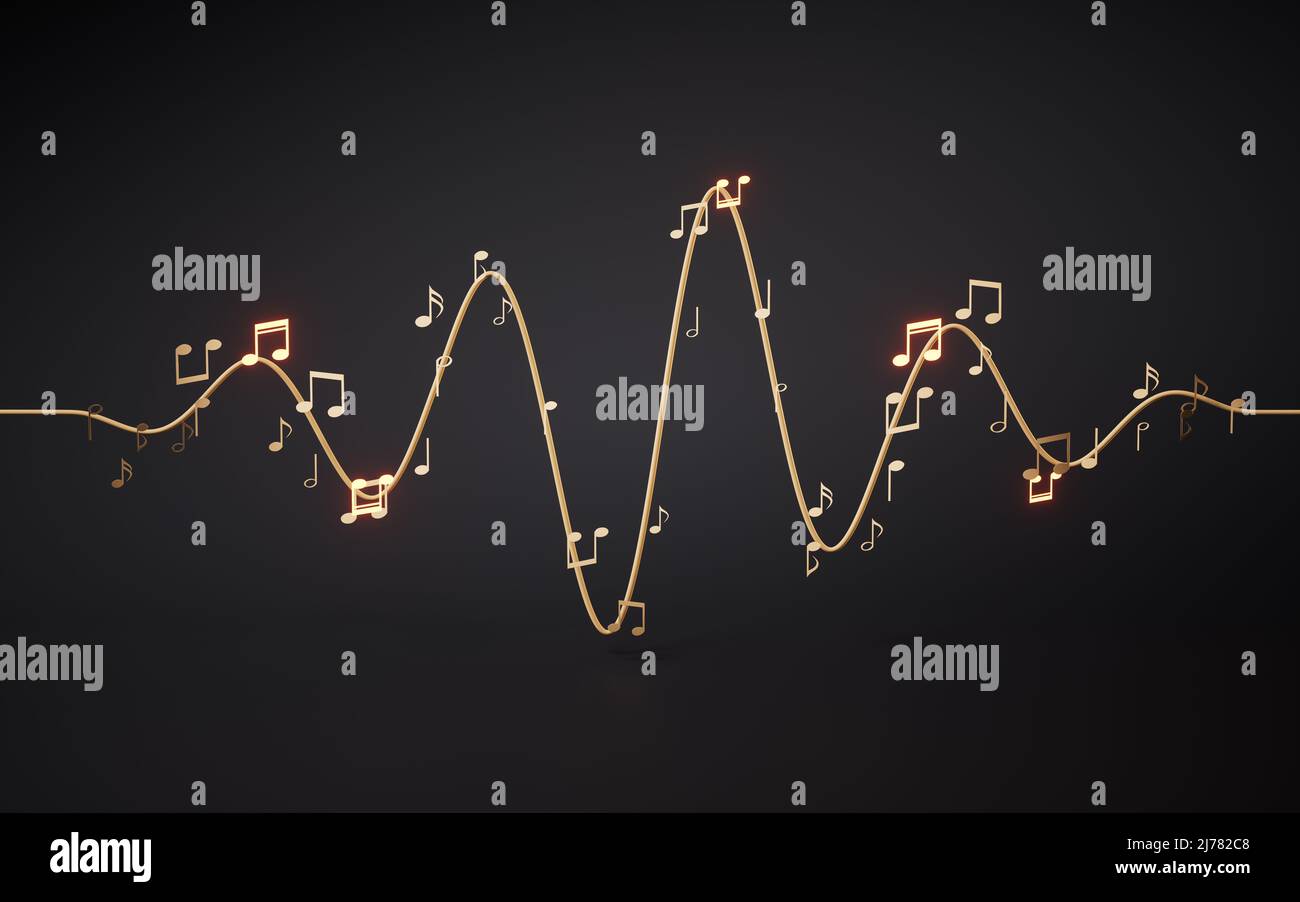Music notes, musical tunes, 3d rendering. Computer digital drawing ...