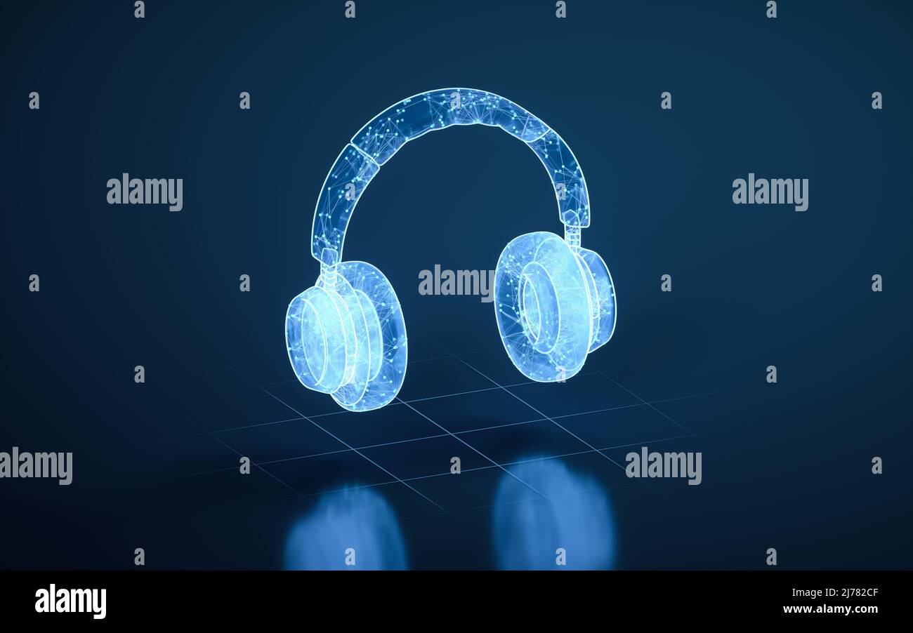Headphones gaming headset, 3d rendering. Listening audio electronic ...