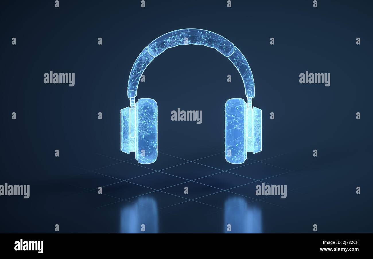 Headphones gaming headset, 3d rendering. Listening audio electronic ...