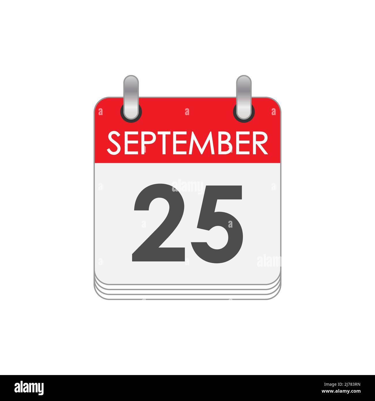 SEPTEMBER 25. A leaf of the flip calendar with the date of SEPTEMBER 25 ...