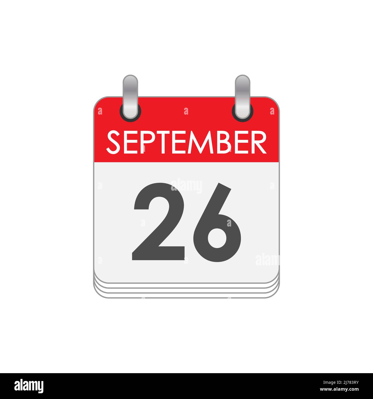 SEPTEMBER 26. A leaf of the flip calendar with the date of SEPTEMBER 26 ...