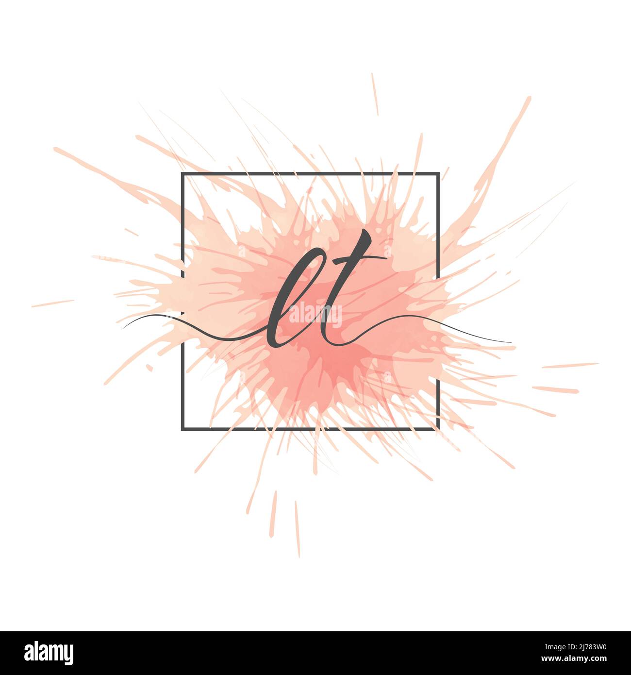 Calligraphic lowercase letters L and T are written in a solid line on a ...