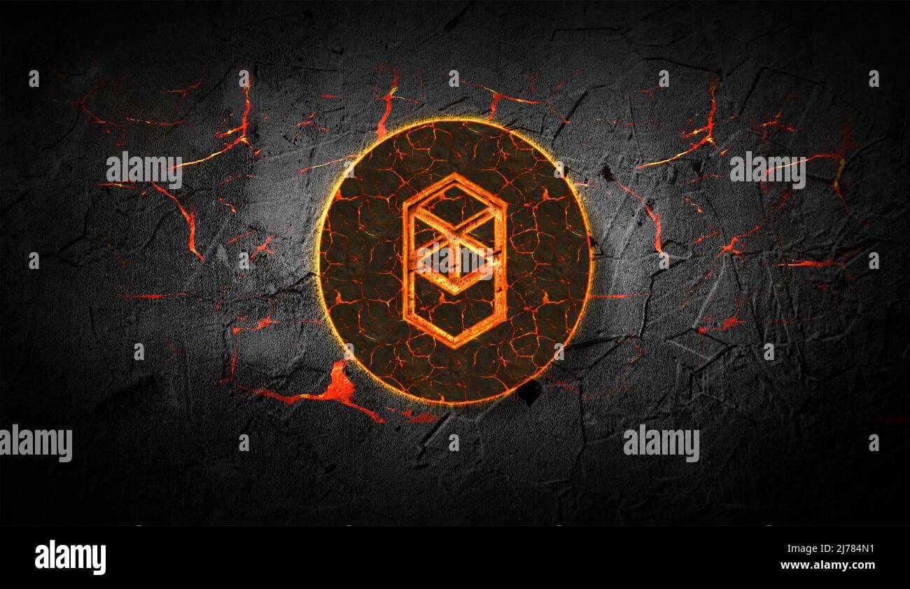 3D rendering cryptocurrency fantom coin on colorful background ...