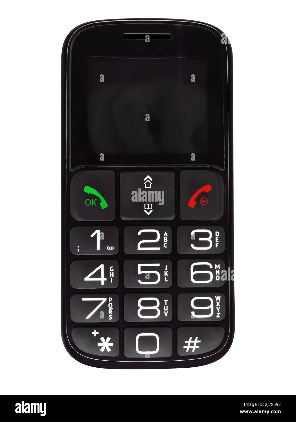 Push-button simple mobile phone isolated on white background. Clipping ...