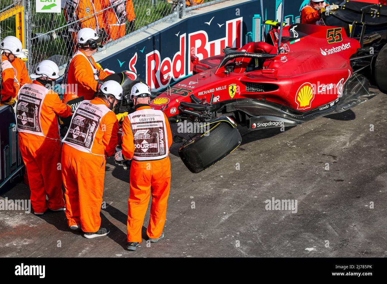 Damaged car of #55 Carlos Sainz (ESP, Scuderia Ferrari), F1 Grand Prix ...