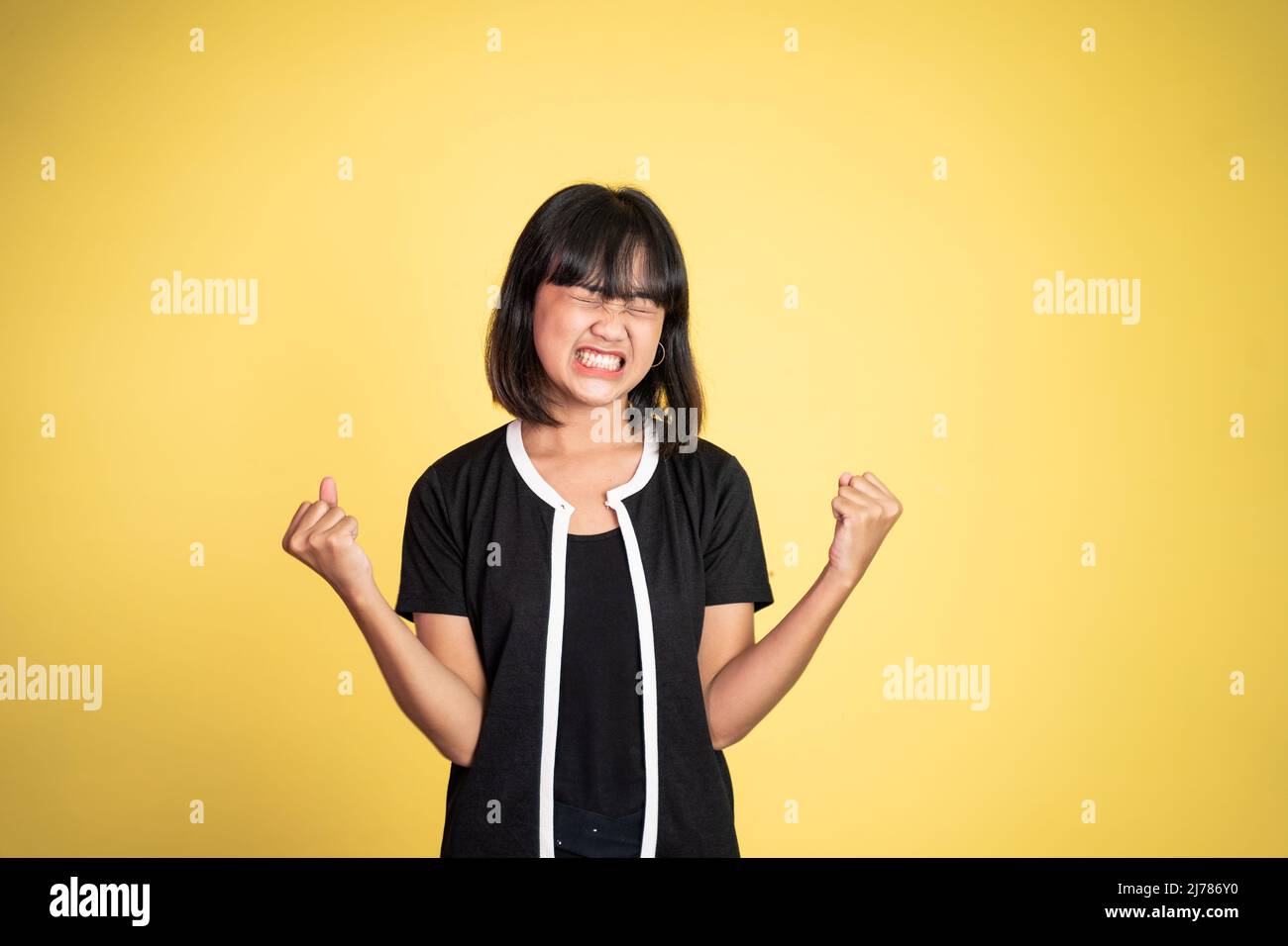 angry asian woman screaming and shouting isolated Stock Photo - Alamy