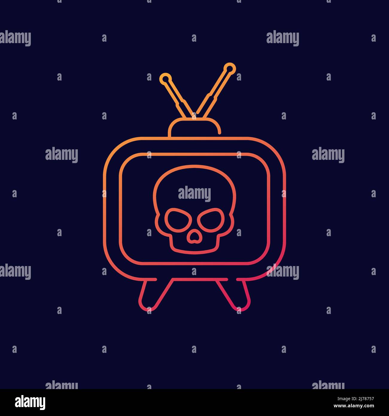 old tv with a skull line icon Stock Vector Image & Art - Alamy