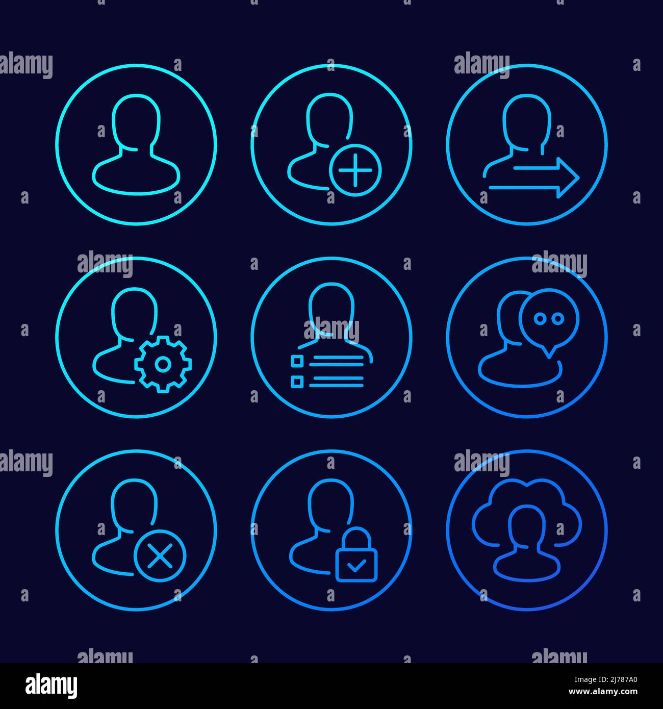 User, account and profile settings line icons Stock Vector Image & Art ...