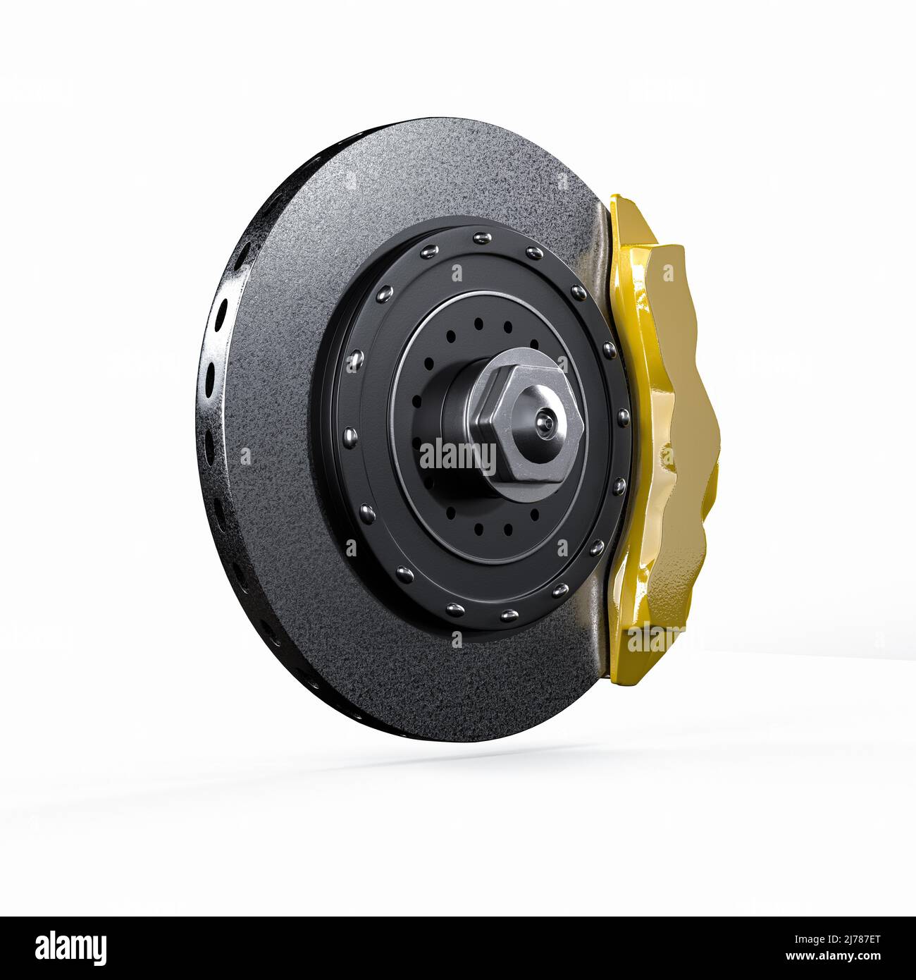 carbon ceramic car braking system brake disk with yellow caliper ...