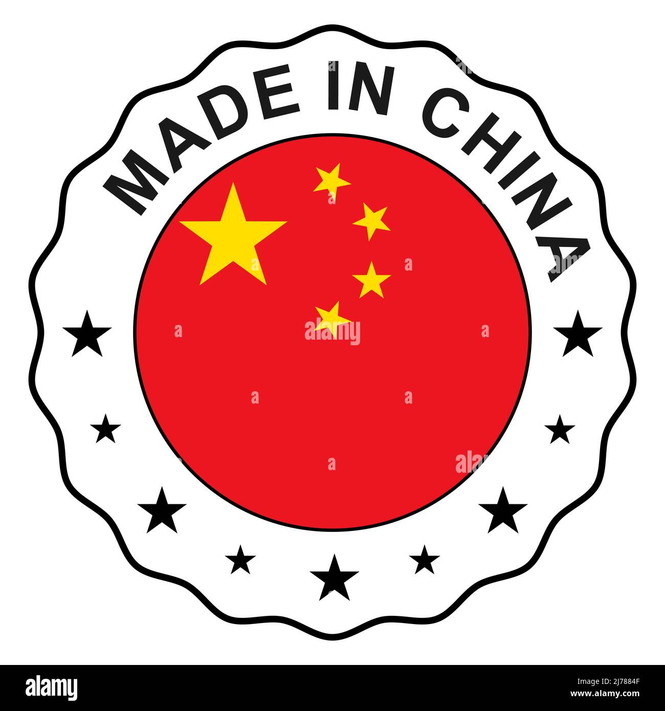 Made in China seal, product tag label sign, sticker quality stamp ...