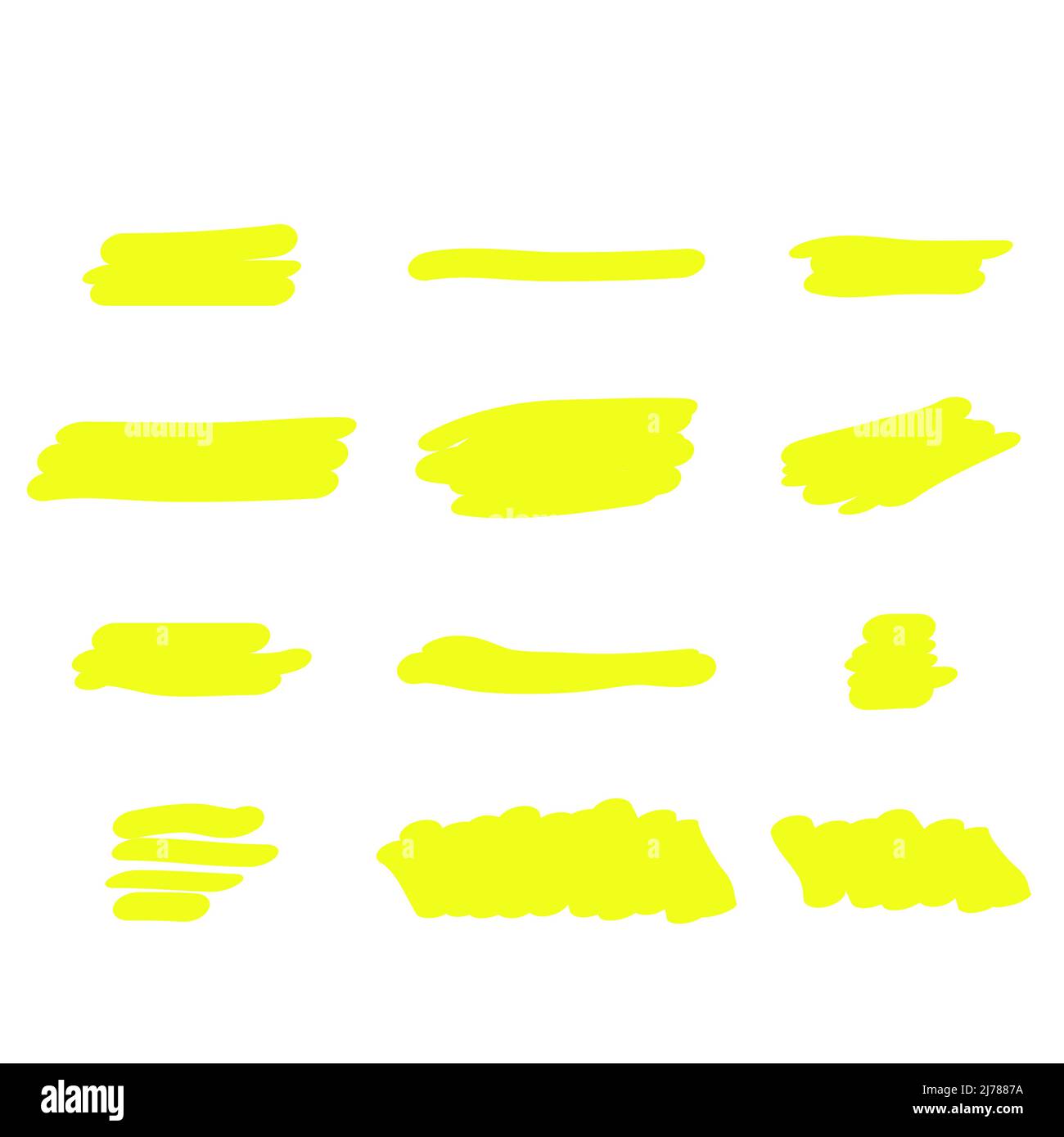 Set of Highlight marker icon, brush element ink symbol, stroke hand ...