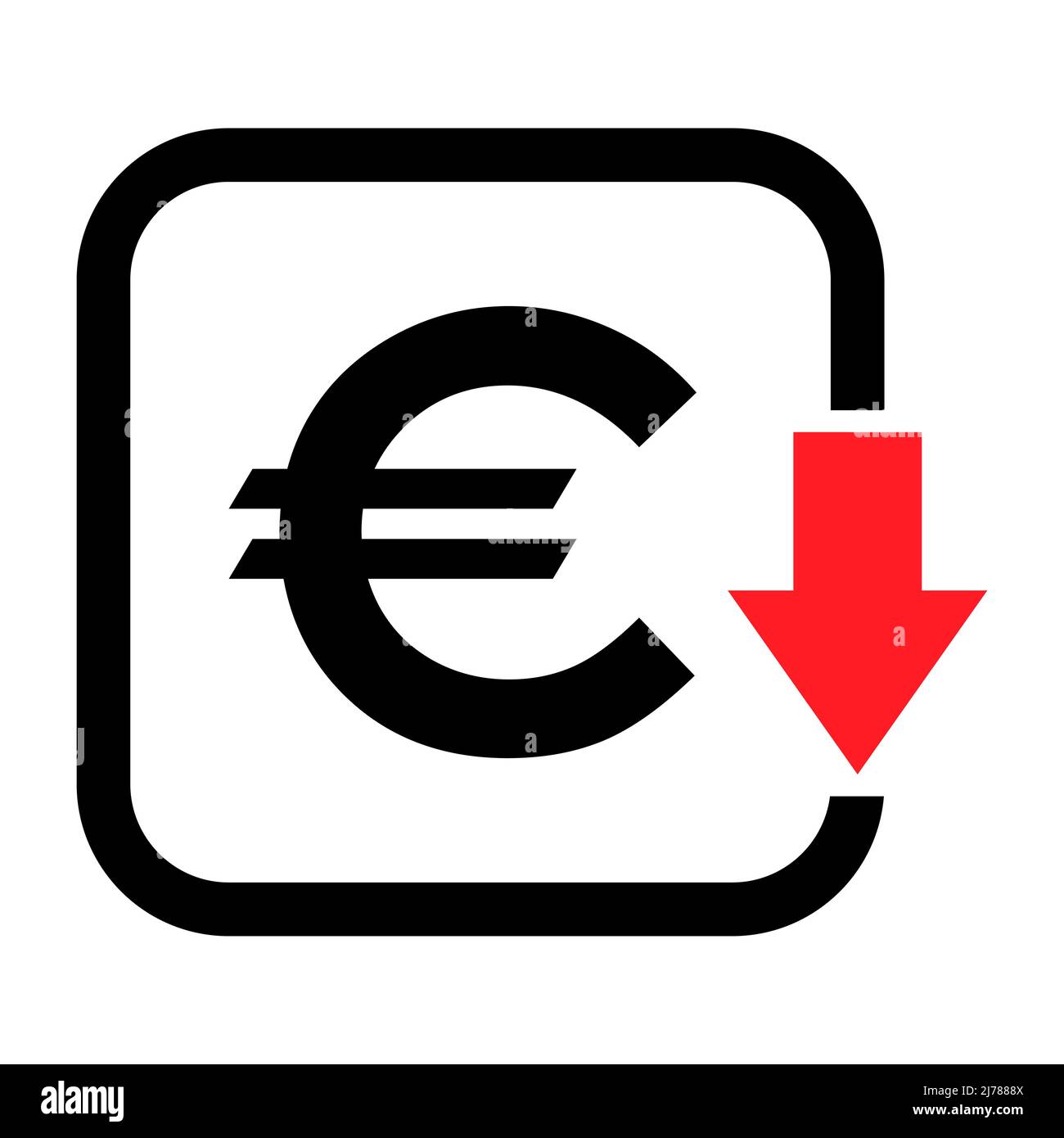Cost reduction- decrease euro icon. Vector symbol isolated on background Stock Vector Image ...