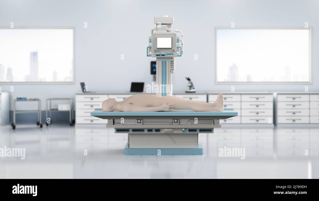 3d rendering x-ray treatment with x-ray scanner machine and model ...