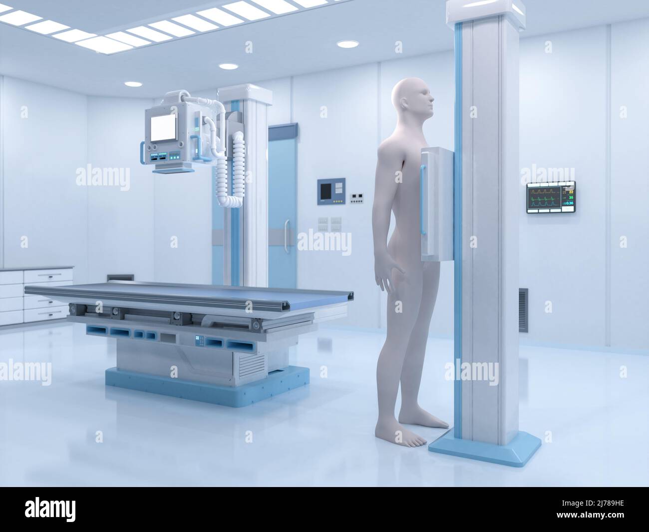 3d rendering x-ray treatment with x-ray scanner machine and model ...