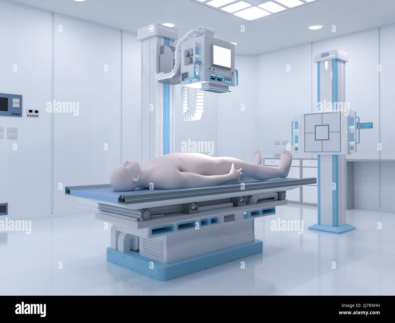 3d rendering x-ray treatment with x-ray scanner machine and model ...