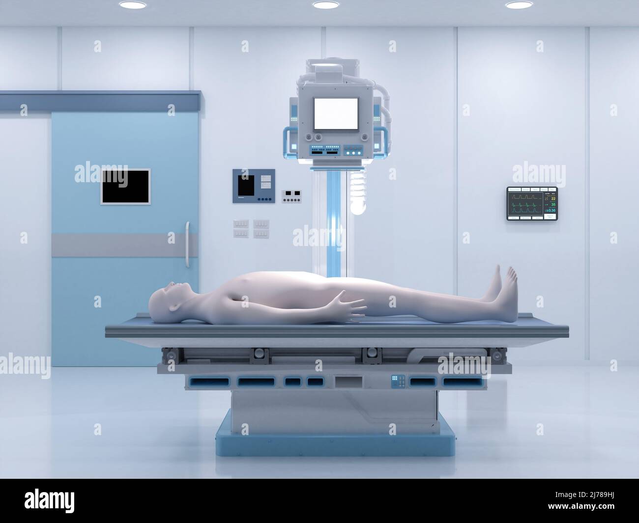 3d rendering x-ray treatment with x-ray scanner machine and model ...