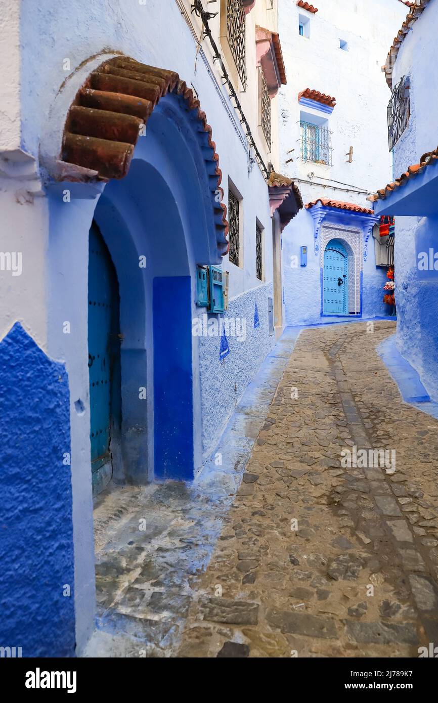 A Street in Blue Chefchaouen City, Morocco Stock Photo - Alamy