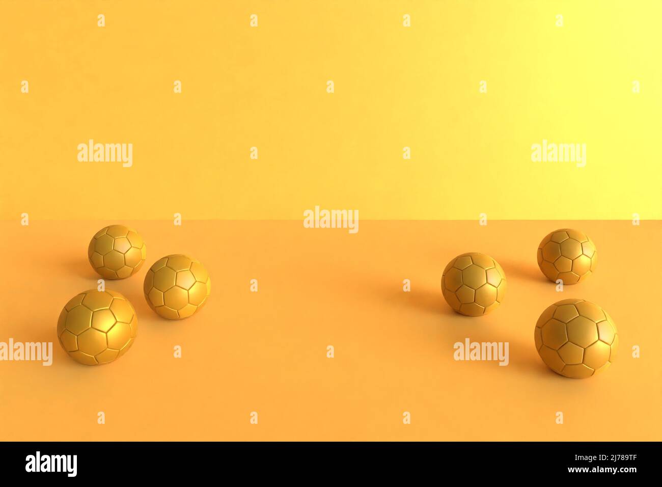 six gold-colored soccer balls Stock Photo - Alamy