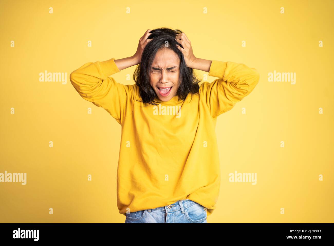 angry asian woman screaming and shouting isolated Stock Photo - Alamy