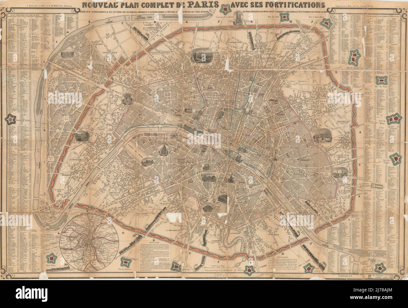 Paris plan 1853 hi-res stock photography and images - Alamy