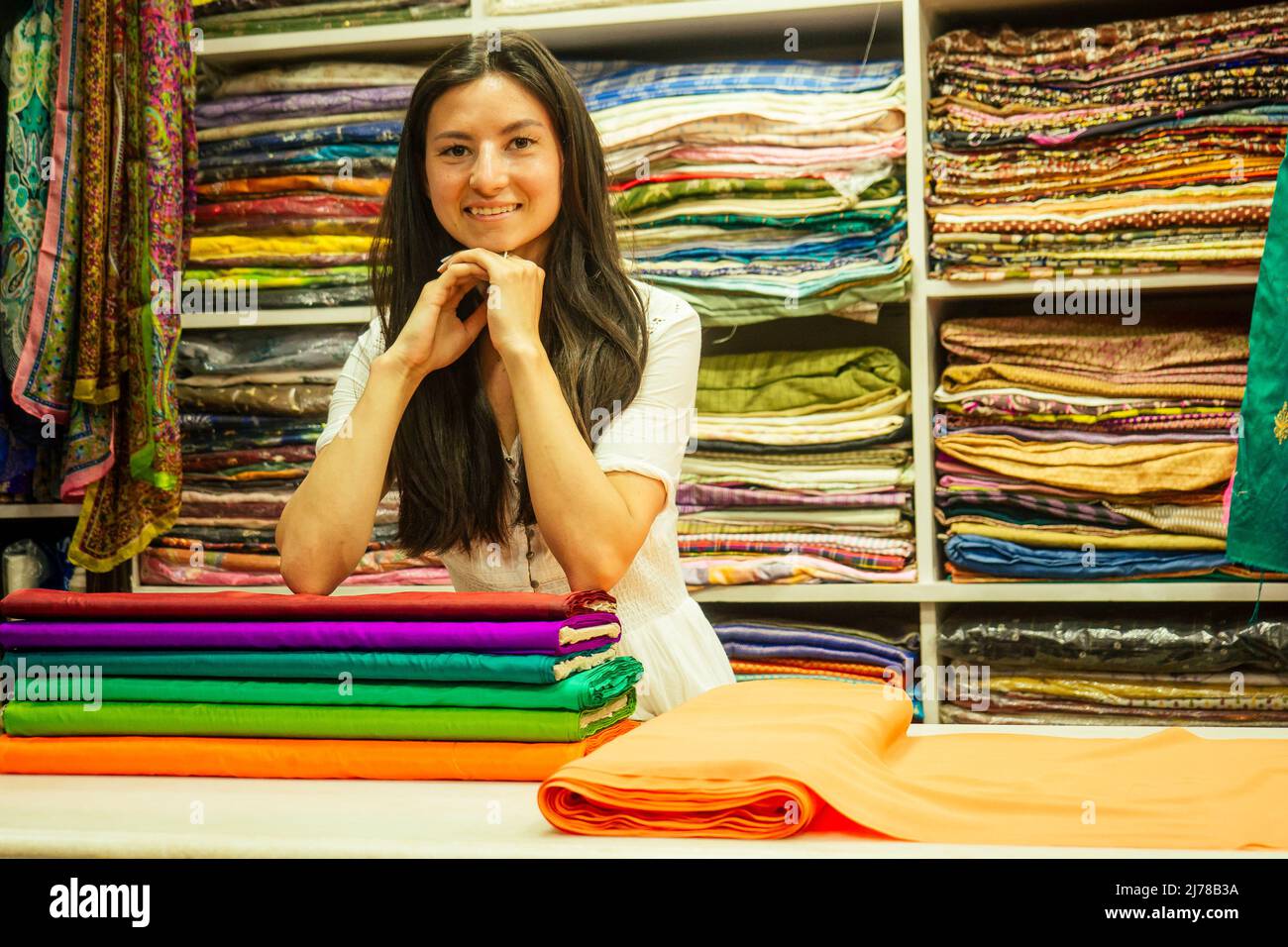 Indian shop owner with sari hi-res stock photography and images - Alamy
