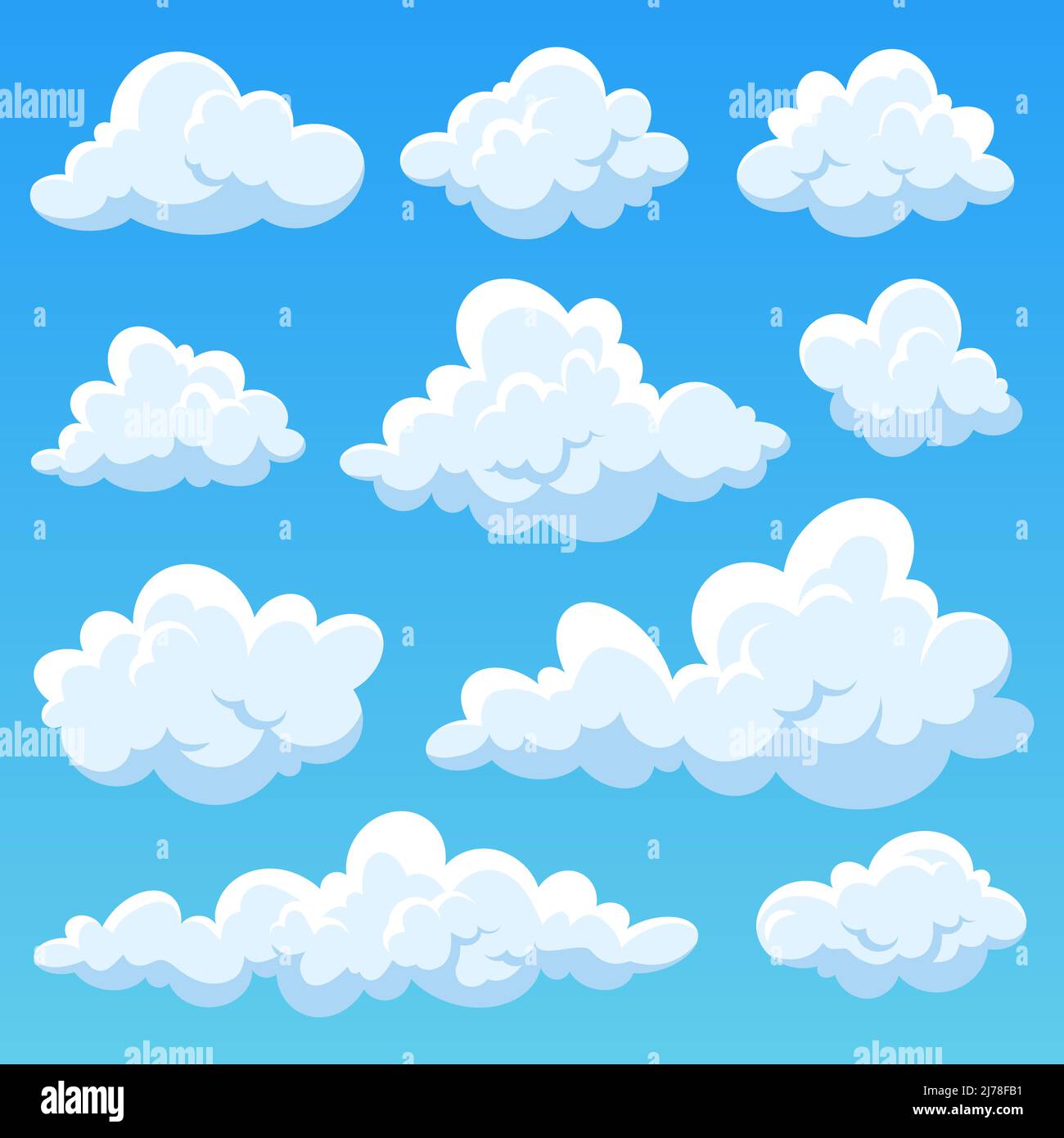 Cartoon clouds in the blue sky, vector collection Stock Vector Image ...