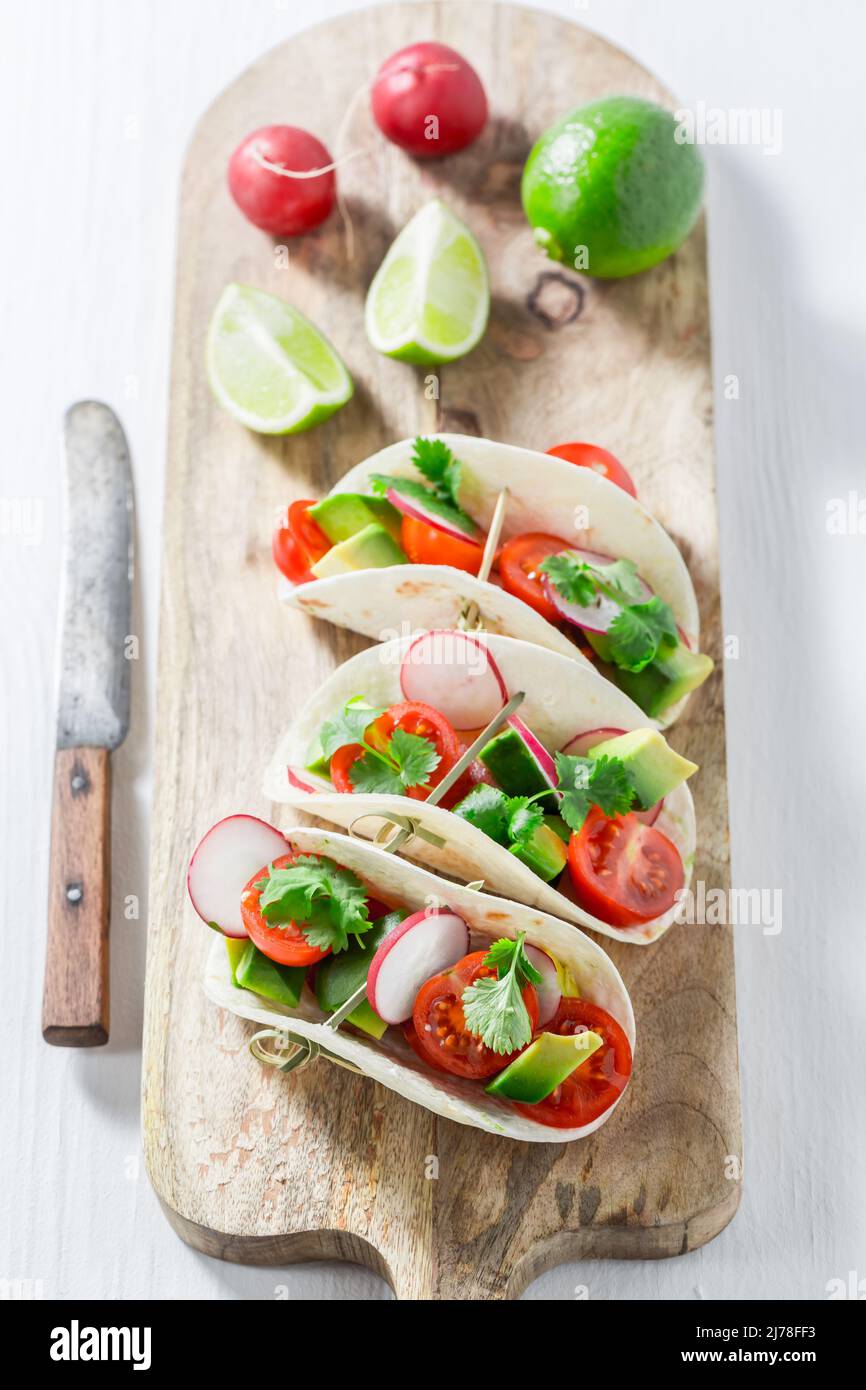 Mexican and spicy tacos as small colorful appetizer. Mexican Tacos made ...