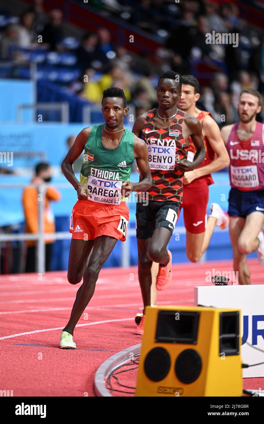 Selemon Barega participating in the Belgrade 2022 World Indoor ...