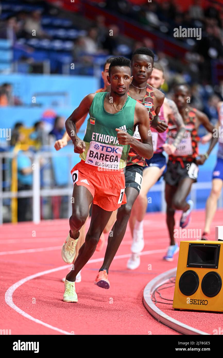 Selemon Barega participating in the Belgrade 2022 World Indoor ...