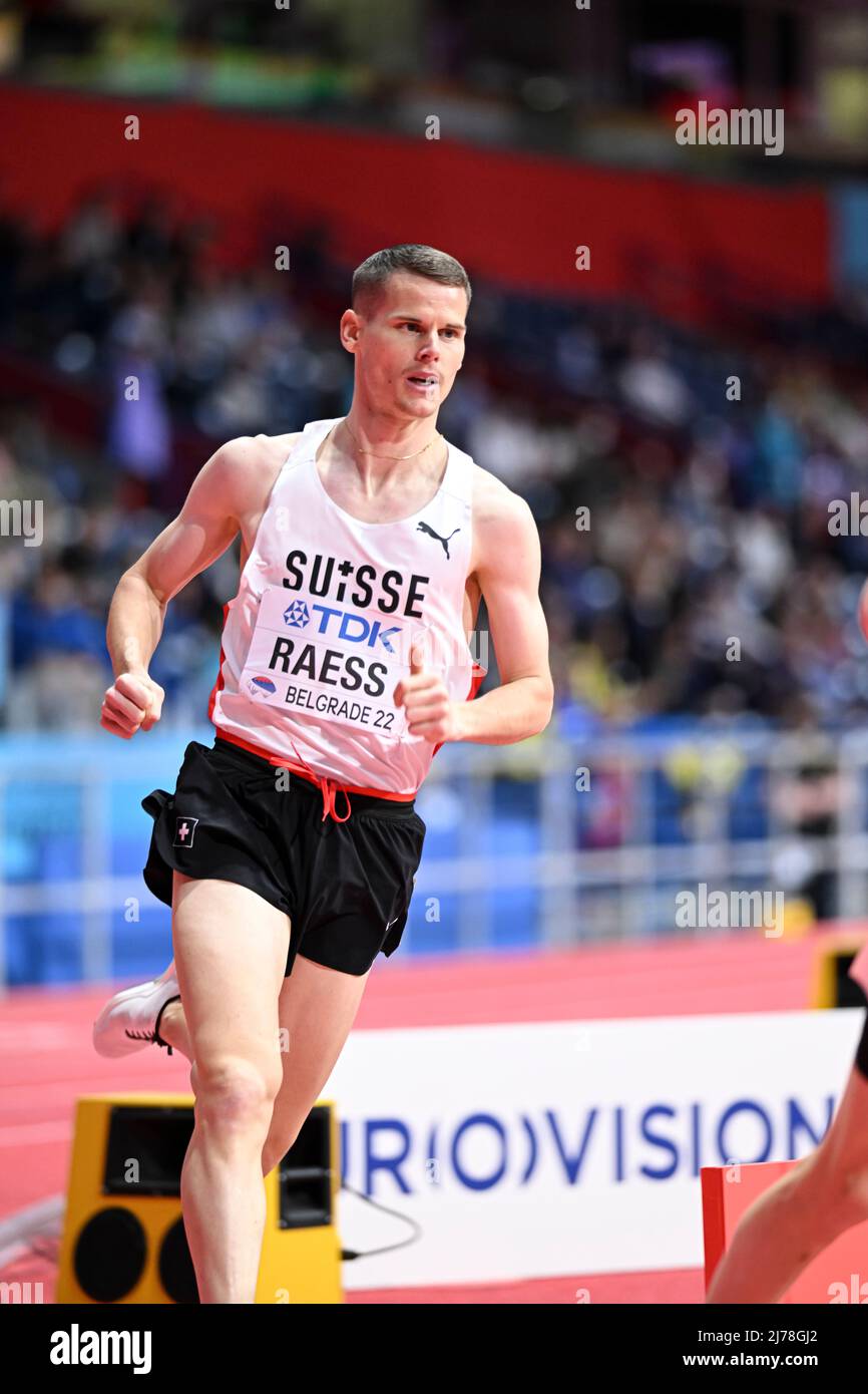 Jonas Raess participating in the Belgrade 2022 World Indoor ...