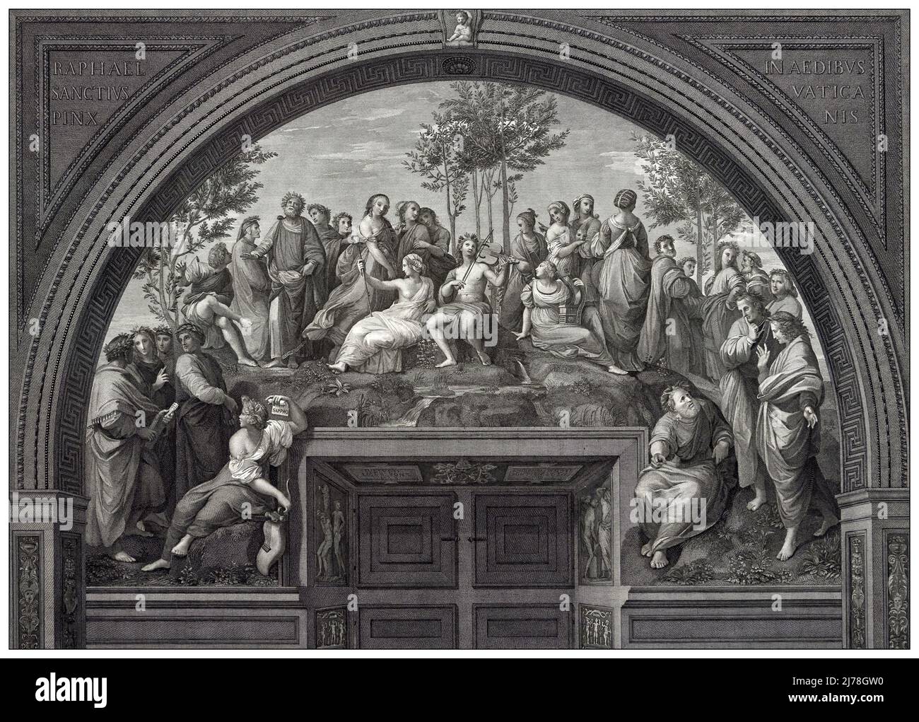 Il Parnaso - dal dipinto di Raffaello Sanzio - acquaforte e bulino di ...