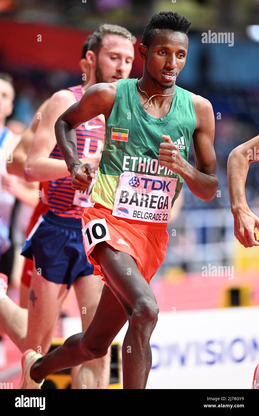 Selemon Barega participating in the Belgrade 2022 World Indoor ...