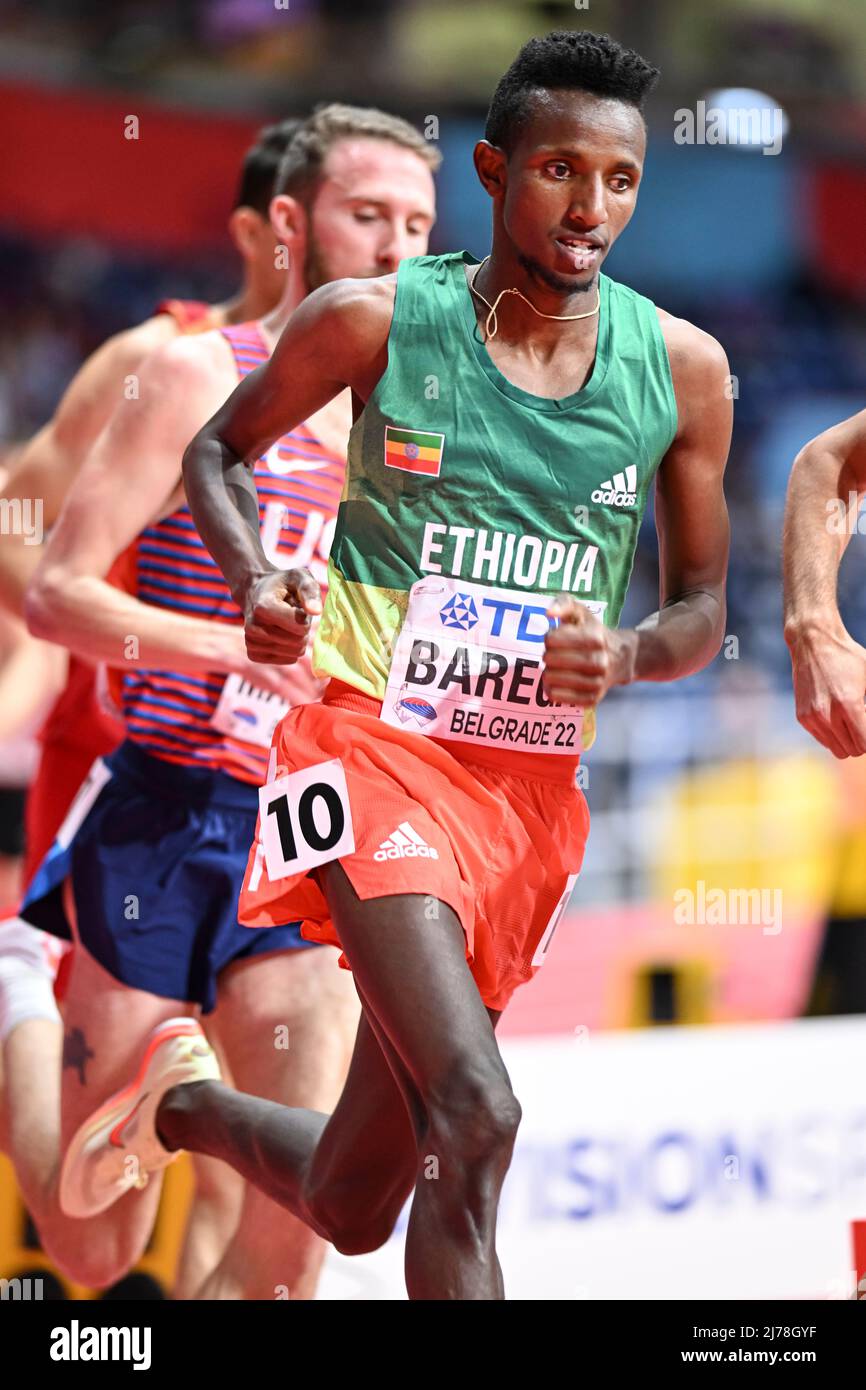 Selemon Barega participating in the Belgrade 2022 World Indoor ...