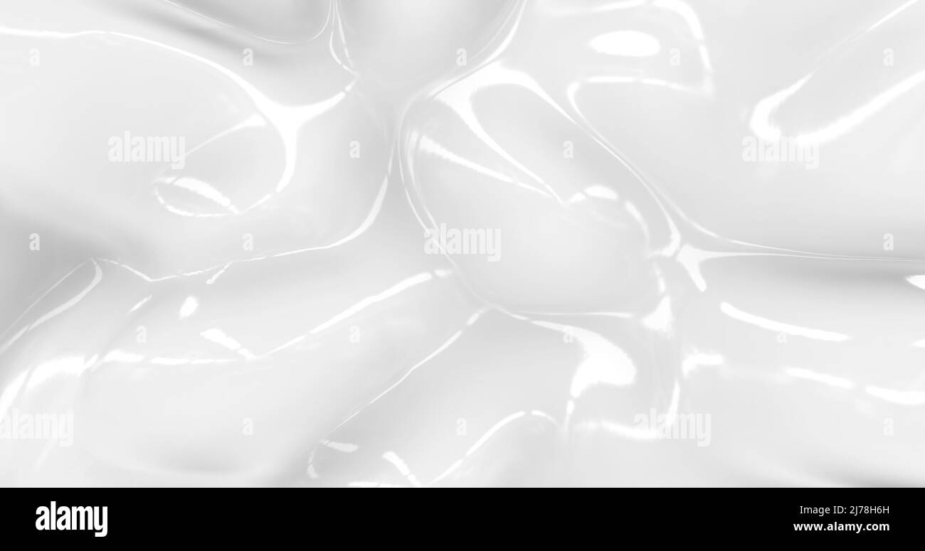 Liquid abstract white background. Smooth glossy texture 3D rendering ...
