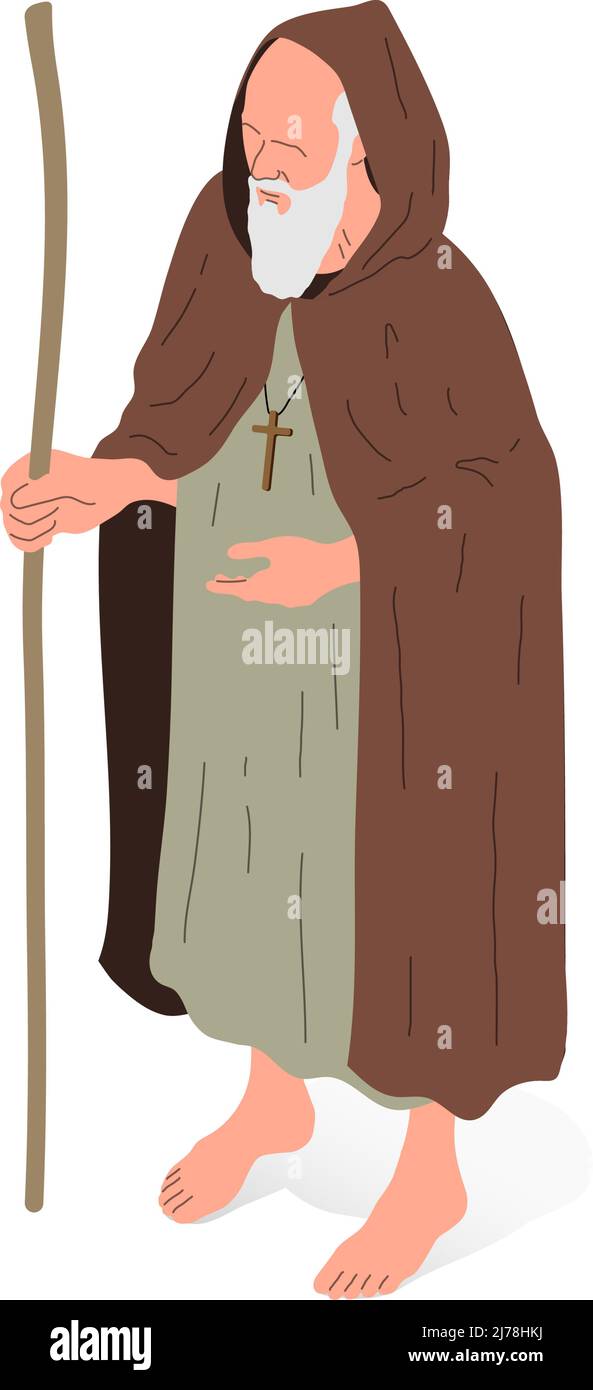 Isometric vector illustration of a Christian religious man, priest or ...