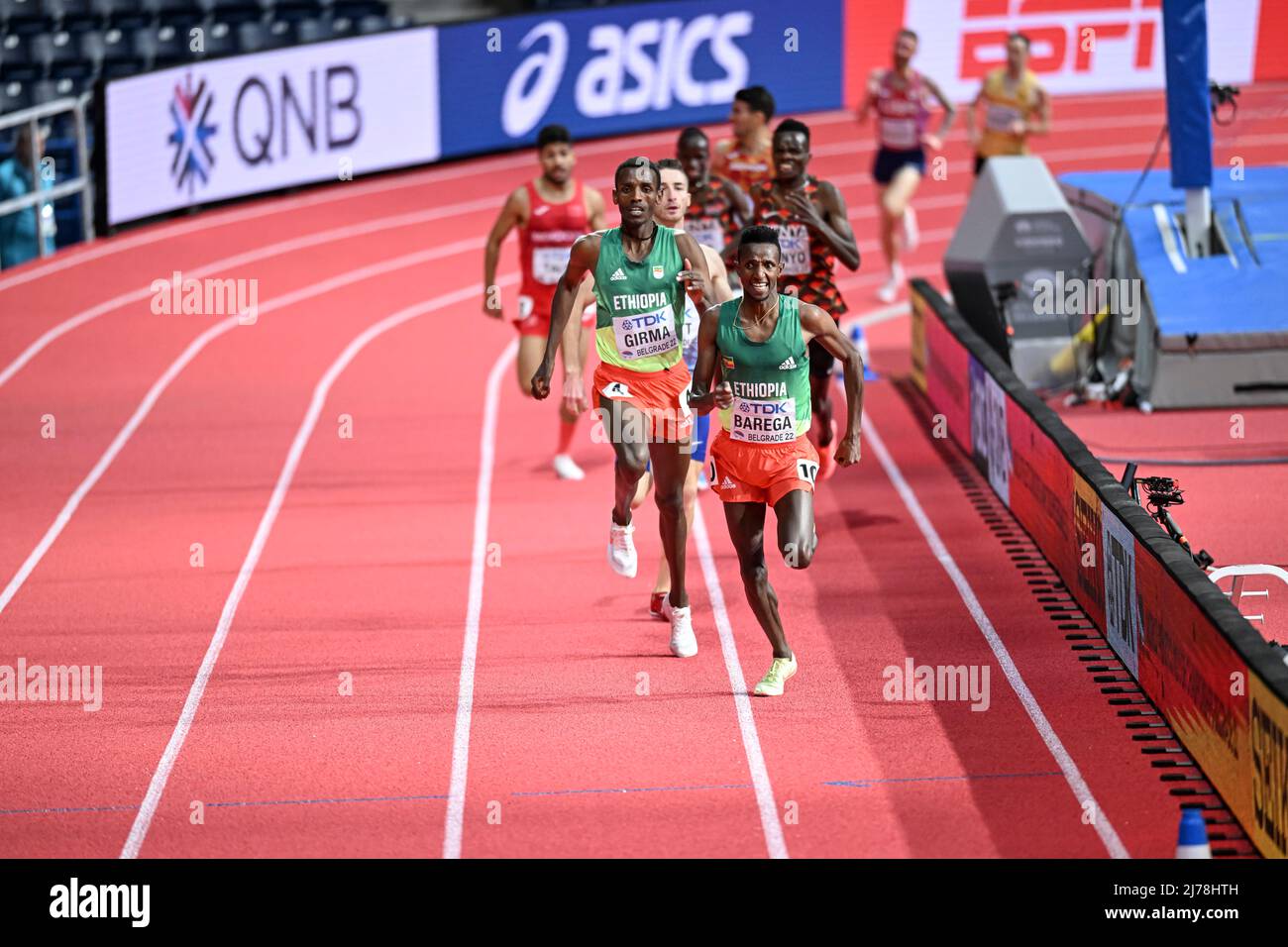 Selemon Barega winning at the Belgrade 2022 World Indoor Championships ...