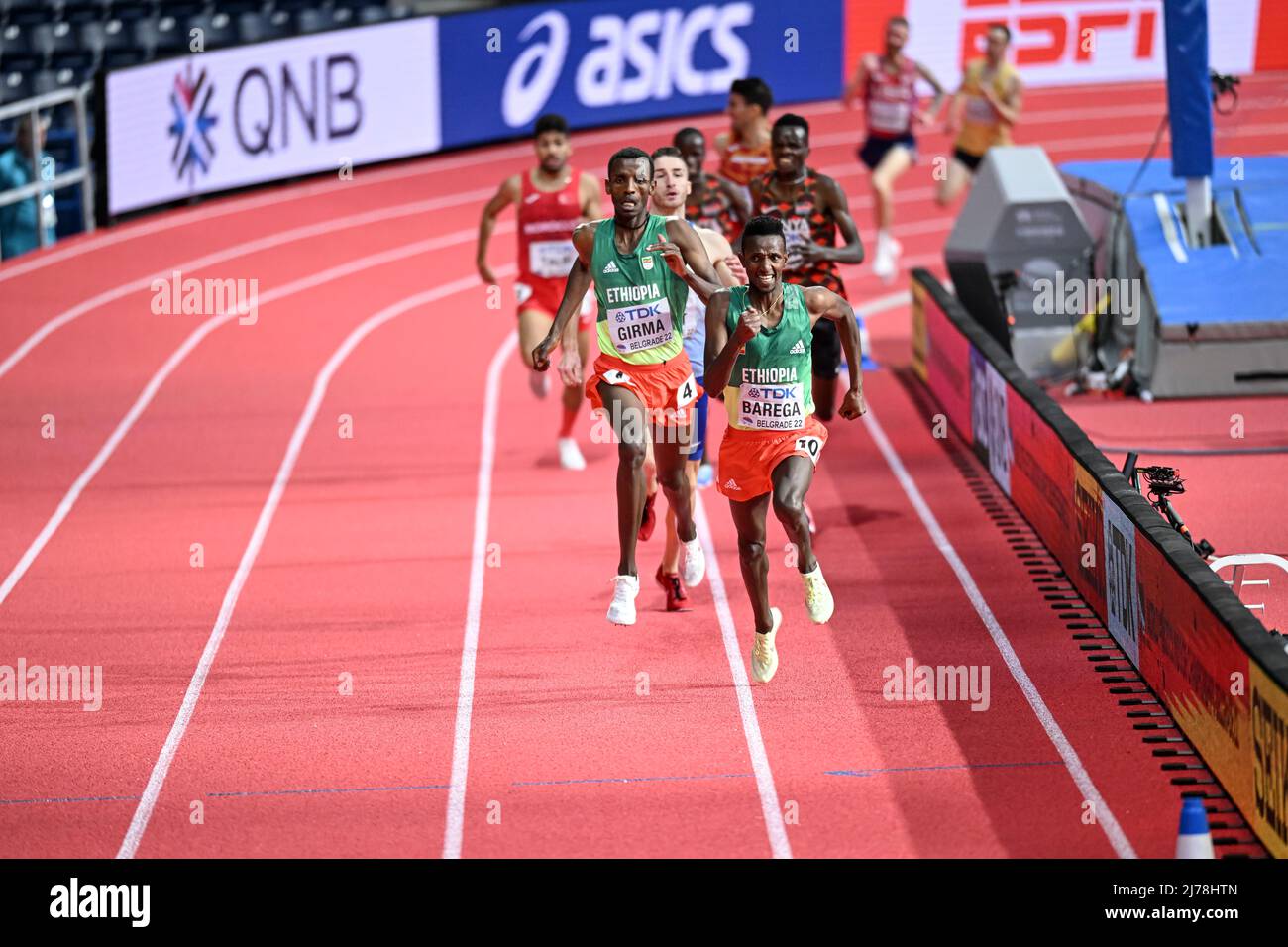 Selemon Barega winning at the Belgrade 2022 World Indoor Championships ...